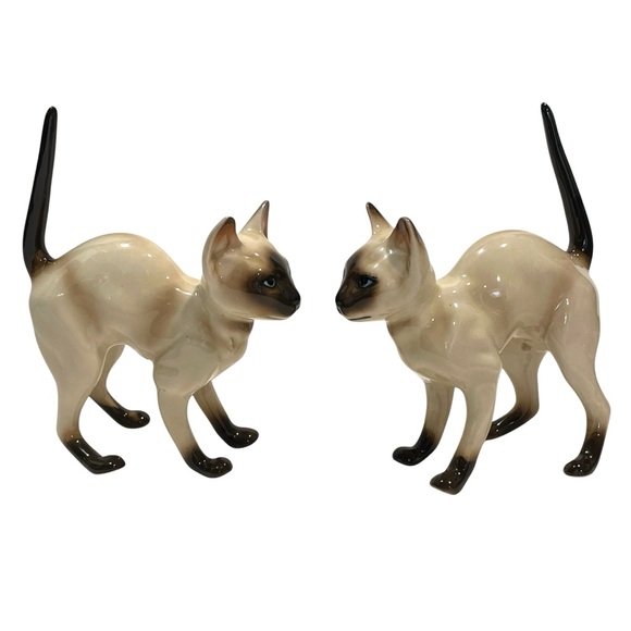 Lefton | Cat | Vintage 95s Lefton Siamese Cats 2 Porcelain Figurines ...